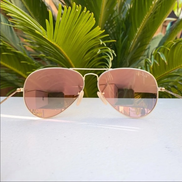 Ray-Ban | Accessories | Like New Ray Ban Aviator Copper Pink Mirror ...